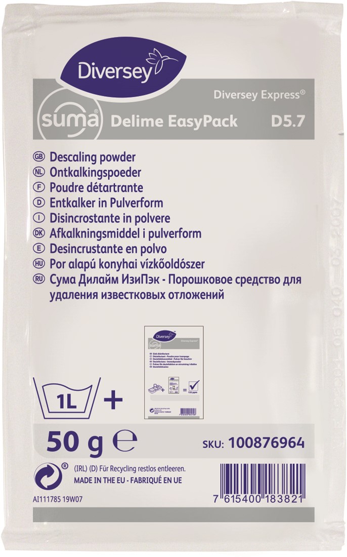 Diversey Suma Delime Easypack D5.7 machineontkalker Doos 25x50gr Hazet